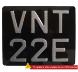 Black & Silver Pressed Metal Embossed Bike Plate | Scooterbox Classic ...